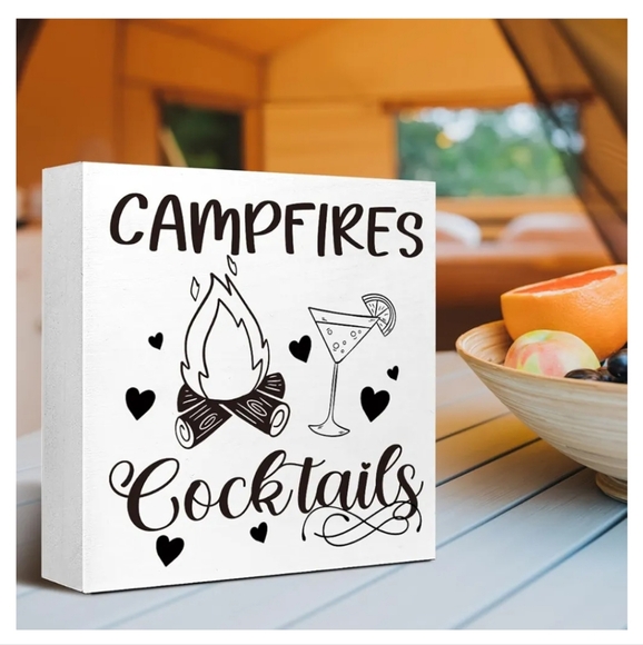 Accents | Campfires Cocktails Wooden Sign For Camping Rving Home Decor ...